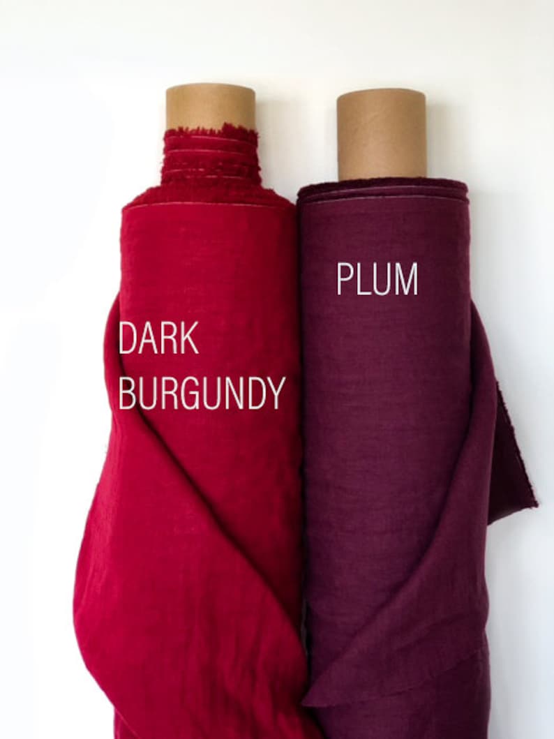 Burgundy Plum Linen Fabric: Softened Lightweight 205gsm - Etsy UK