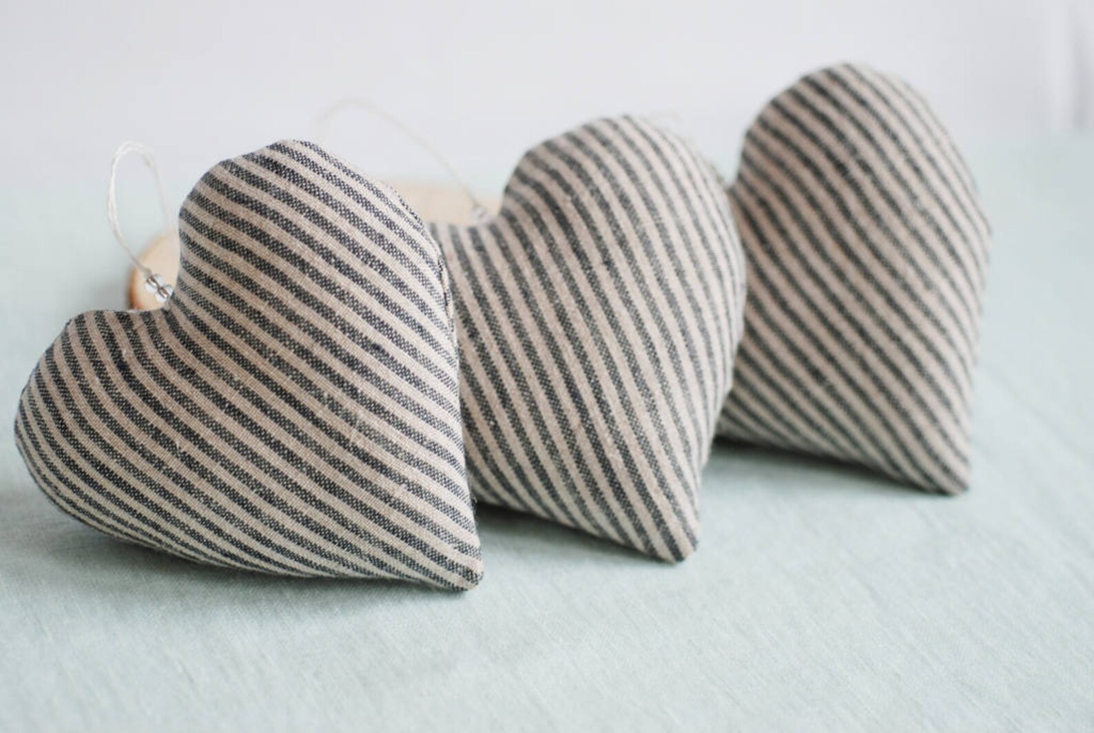 Stripe Linen Rustic Linen Heart Decor Wedding Anniversary | Etsy