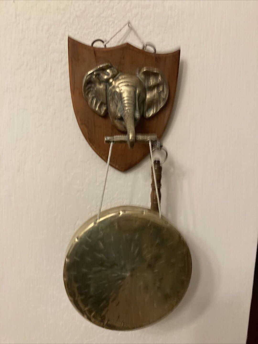 VTG Elephant Gong - Wall Mount - Brass & Wood - Etsy