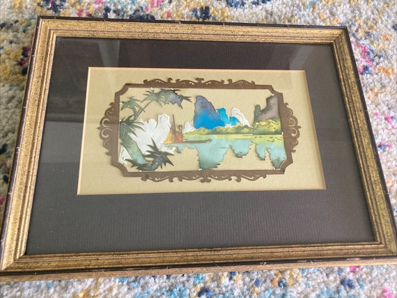 RARE Vintage Asian Water Scene Paper Cutting Framed - Etsy