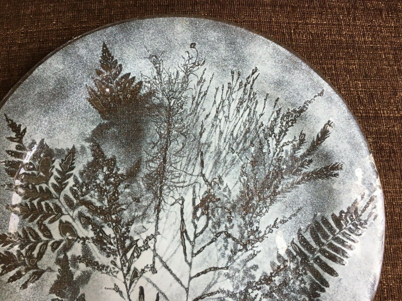EDWIN WALTER 15" SGNED Mid Century Fused Art Glass Platter - Frosted ...