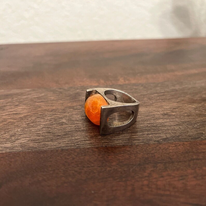 Brutalist Scandinavian Ring Mid Century ONE of a KIND Handmade Silver ...