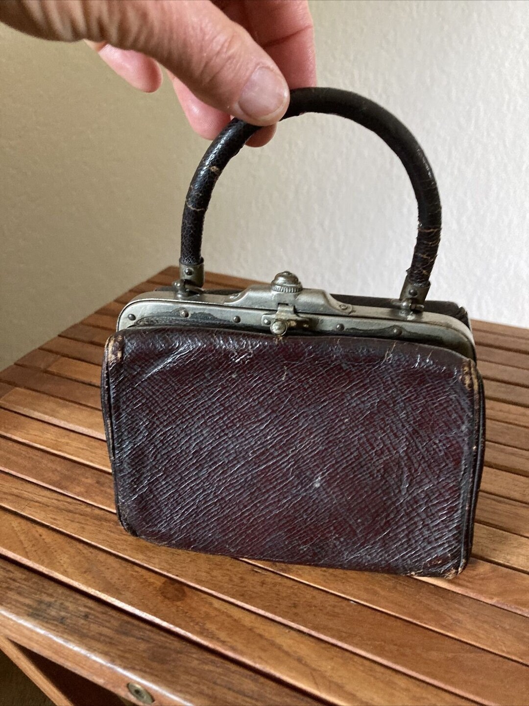 RARE ANTIQUE 19th Century Ladies Gladstone Handbag-saffiano Calves ...