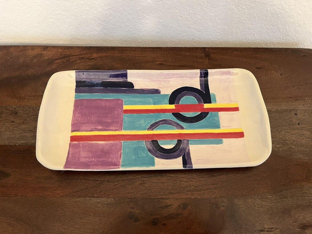 VTG Cunningham Pottery Art Pottery Signed Tray Abstract Original Piece ...