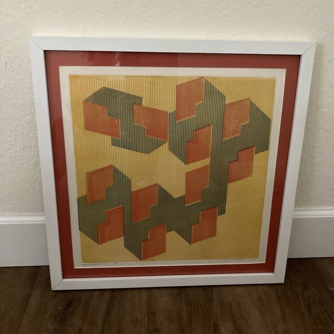 Pat Pickering RARE 1960s SGND Wood Block Geometric "number 2"-artist ...