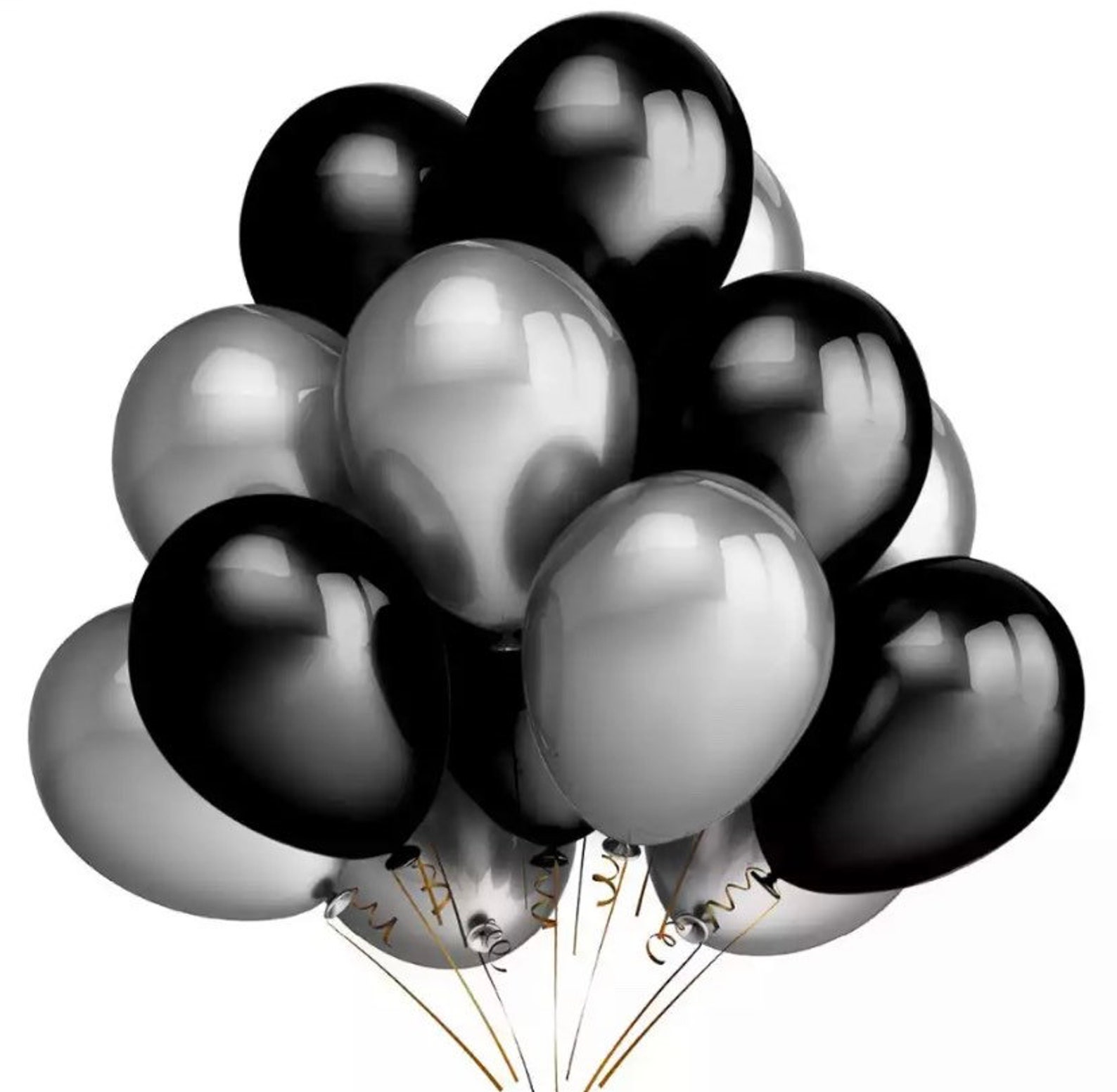 20 Silver and Black 12 Inch Balloons for Wedding Decorations, Parties ...