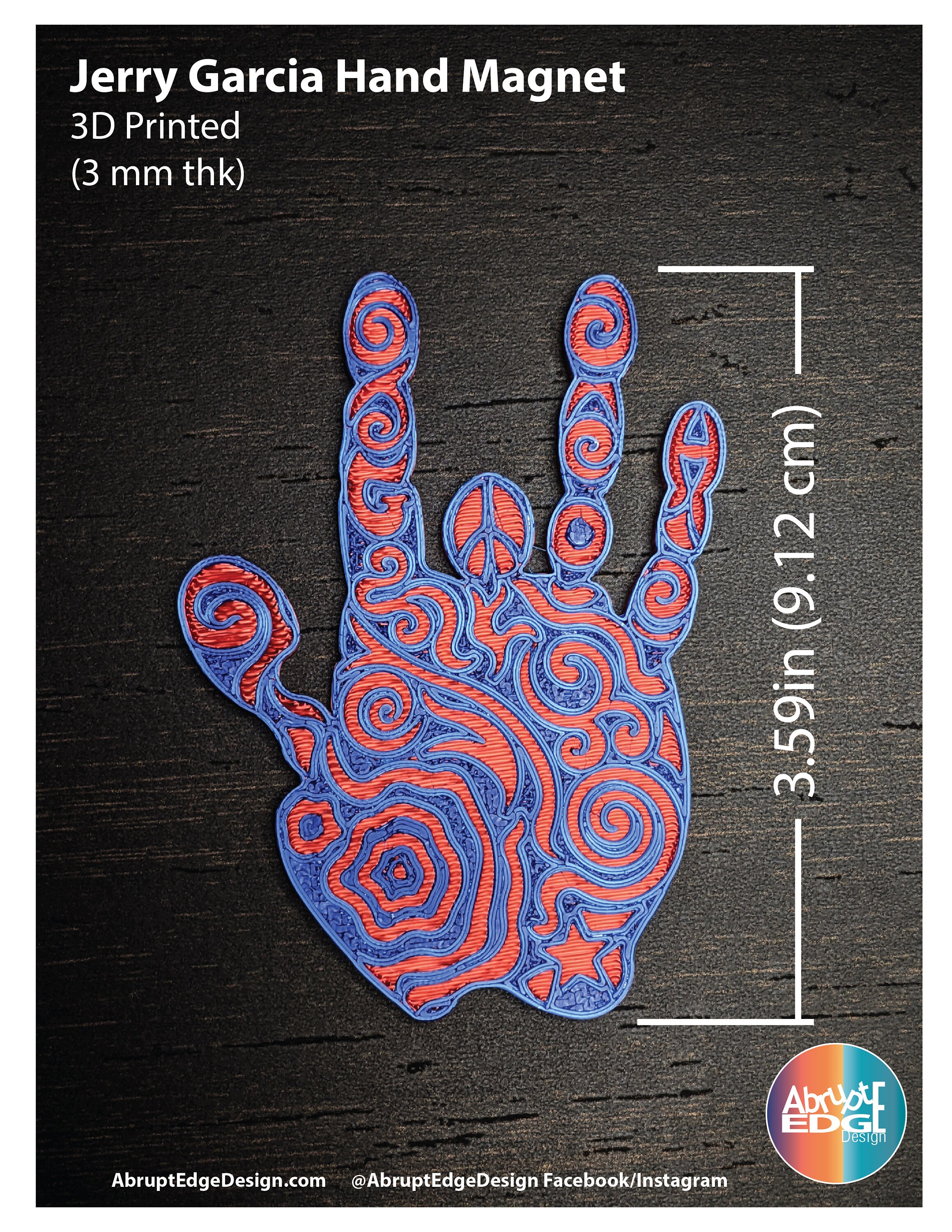 Garcia Hand Print Garcia Magnet Deadhead Gift Fan Art - Etsy