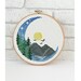 Landscape in half of moon counted cross stitch pattern forest | Etsy