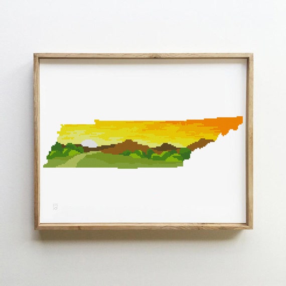 Tennessee State Cross Stitch Pattern Skyline Landscape USA | Etsy
