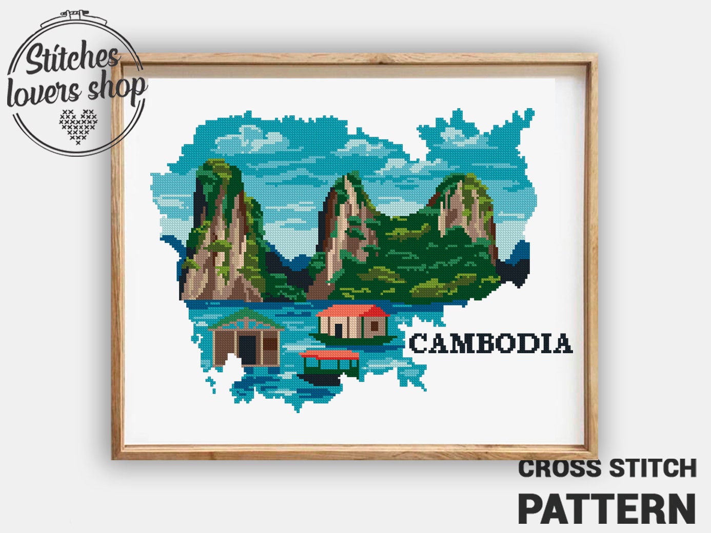 Cambodia Cross Stitch Pattern Count Landscape Nature Xstitch | Etsy