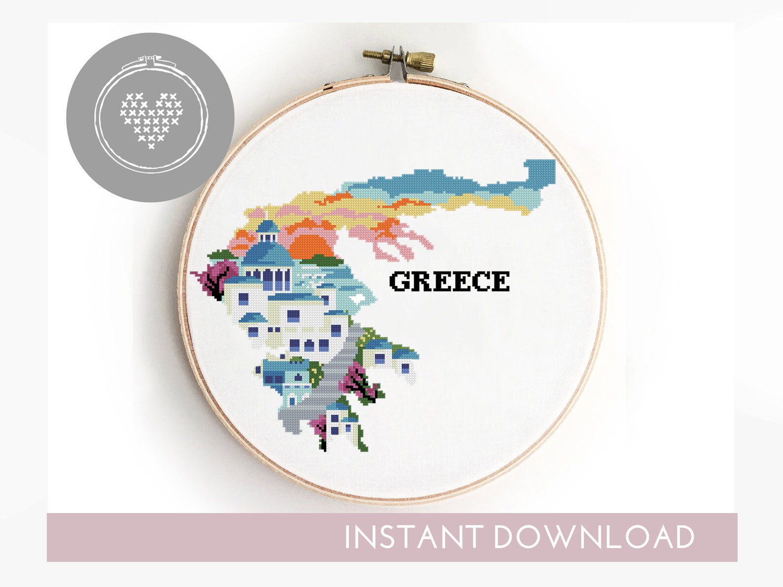Greece Cross Stitch Pattern Count Landscape Nature Xstitch DIY - Etsy