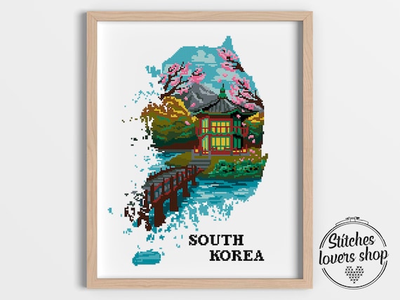 South Korea Cross Stitch Pattern Modern Chart Easy DIY Counted - Etsy