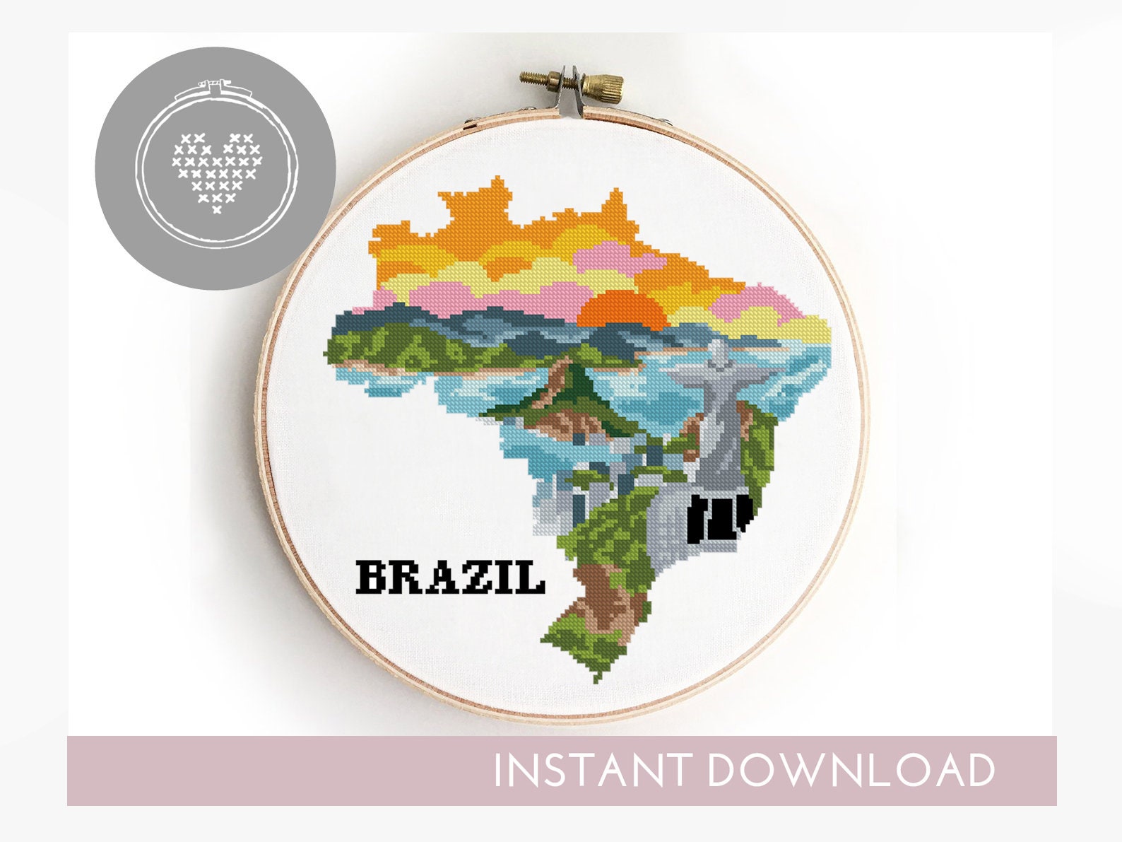 Brazil cross stitch pattern count landscape nature xstitch DIY | Etsy