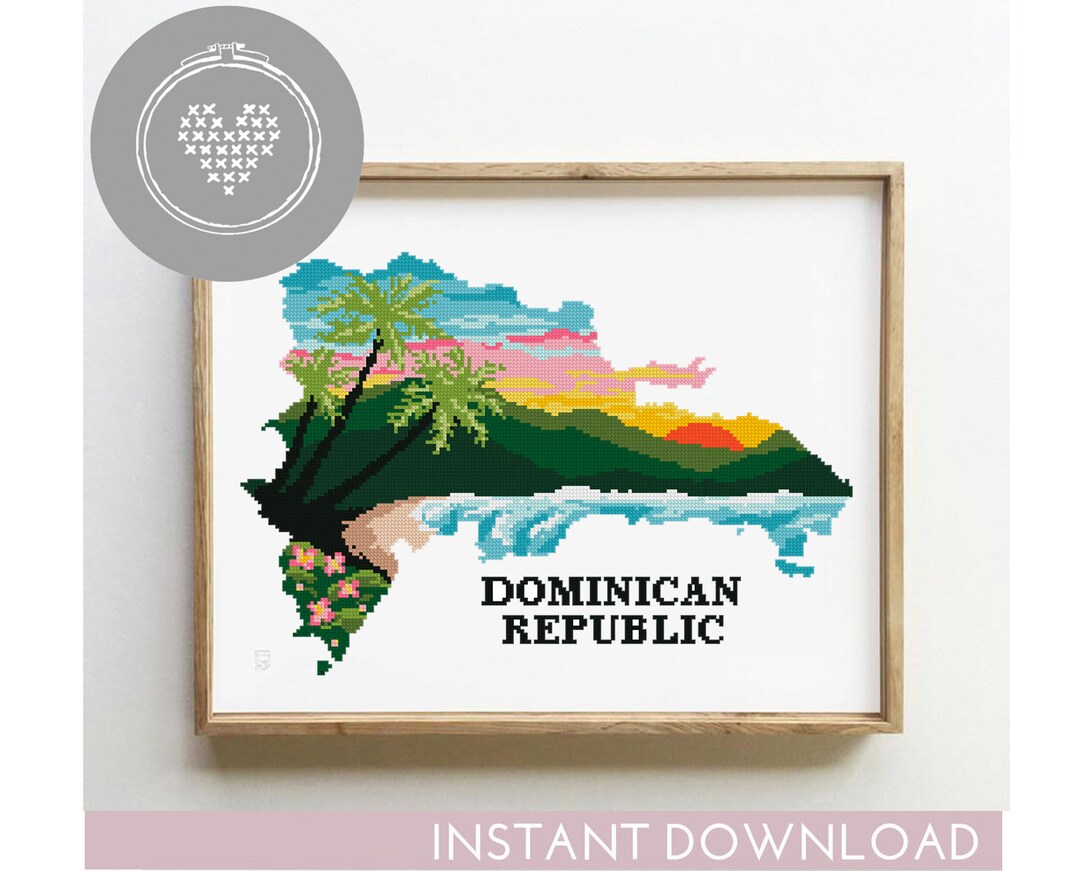 Dominican Republic Cross Stitch Pattern PDF | Sea & Landscape ...