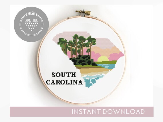South Carolina State Cross Stitch Pattern Skyline Landscape - Etsy
