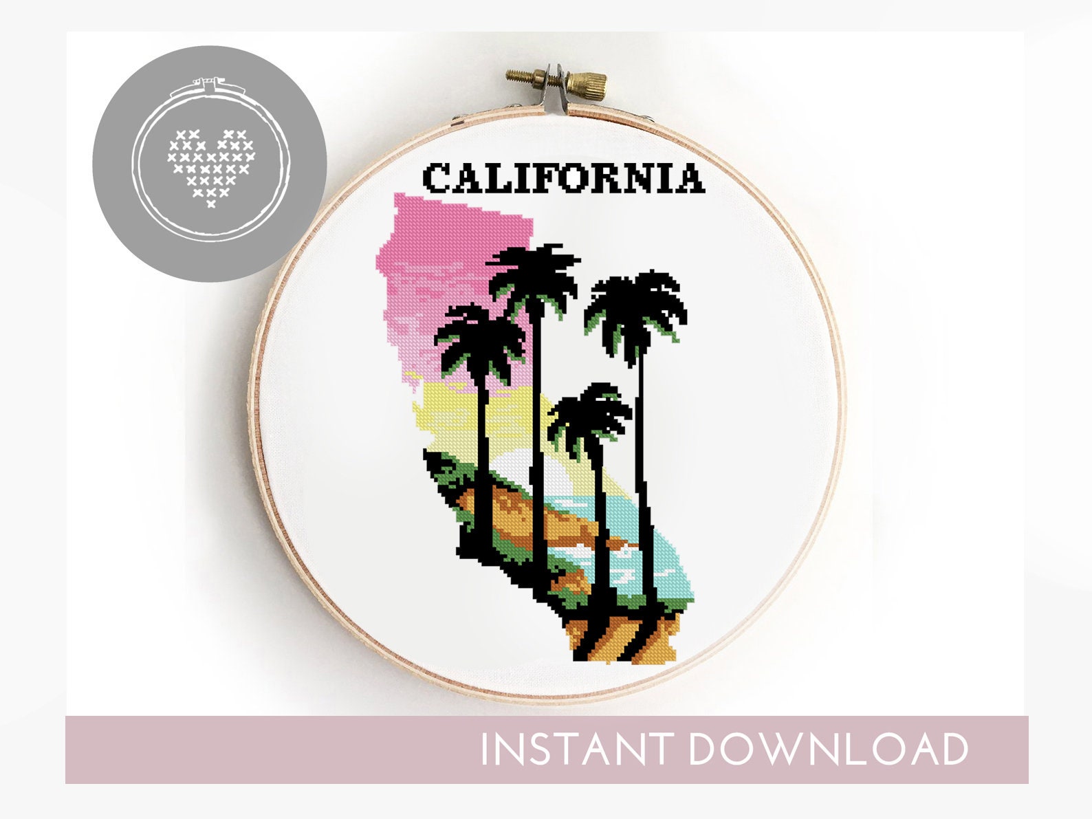 California Counted Cross Stitch Pattern Chart Modern Xstitch - Etsy