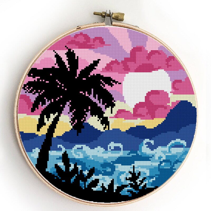 Cross Stitch Sunset - Etsy