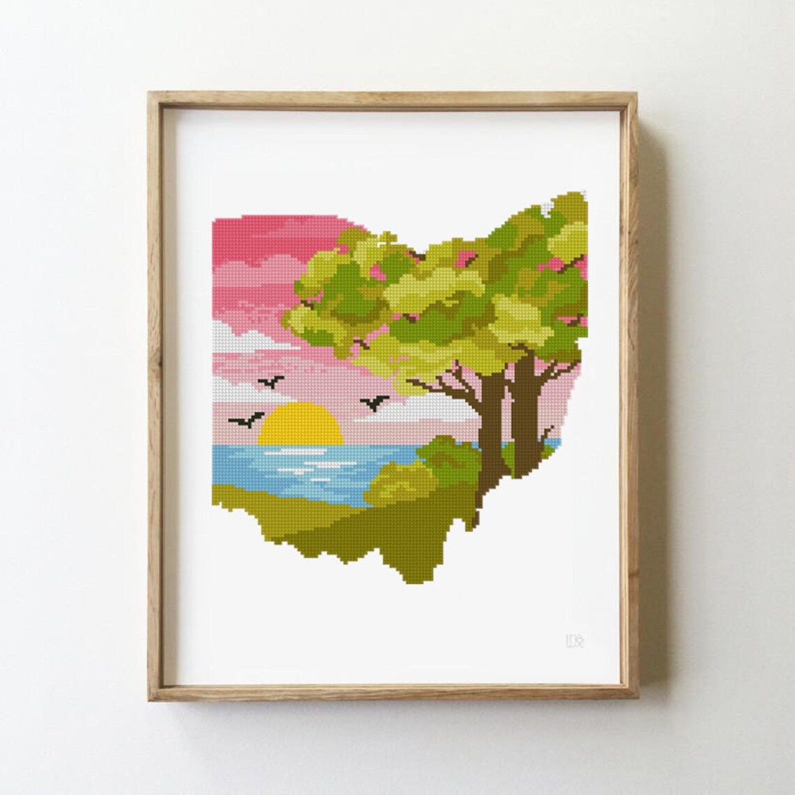 Ohio State Cross Stitch Pattern Skyline Landscape USA Starry | Etsy