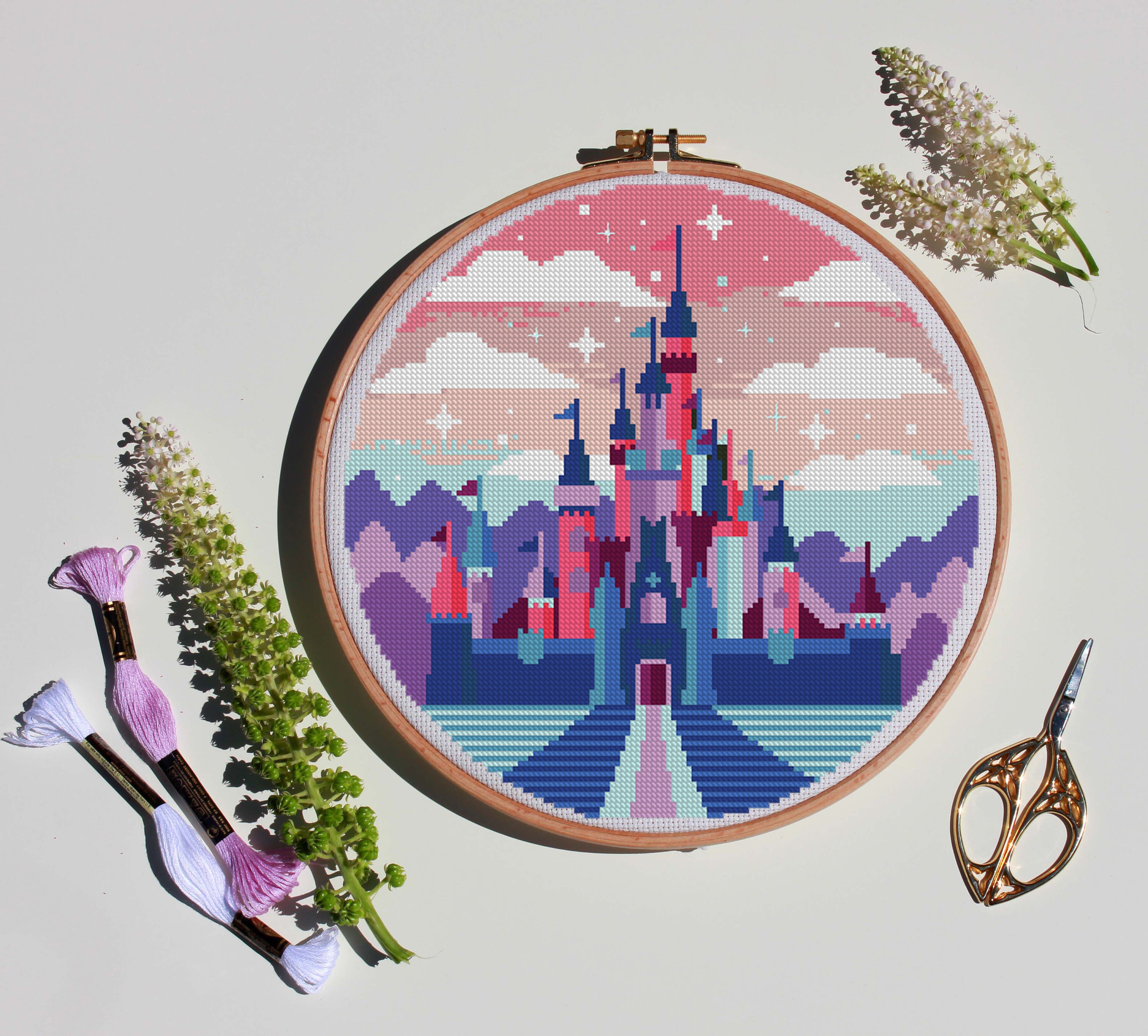 Castle Cross Stitch Pattern Kids Baby Girl Baby Boy Love - Etsy