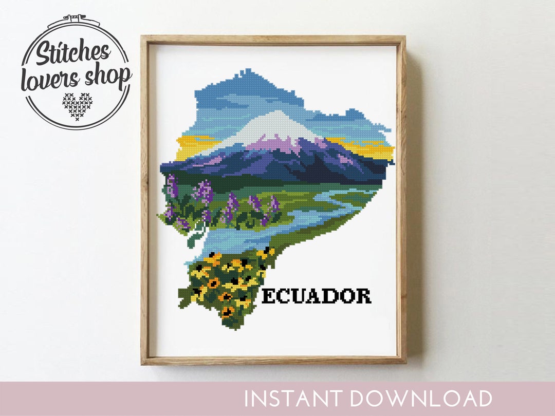 Ecuador Cross Stitch Pattern Count Landscape Nature Xstitch DIY Chart ...