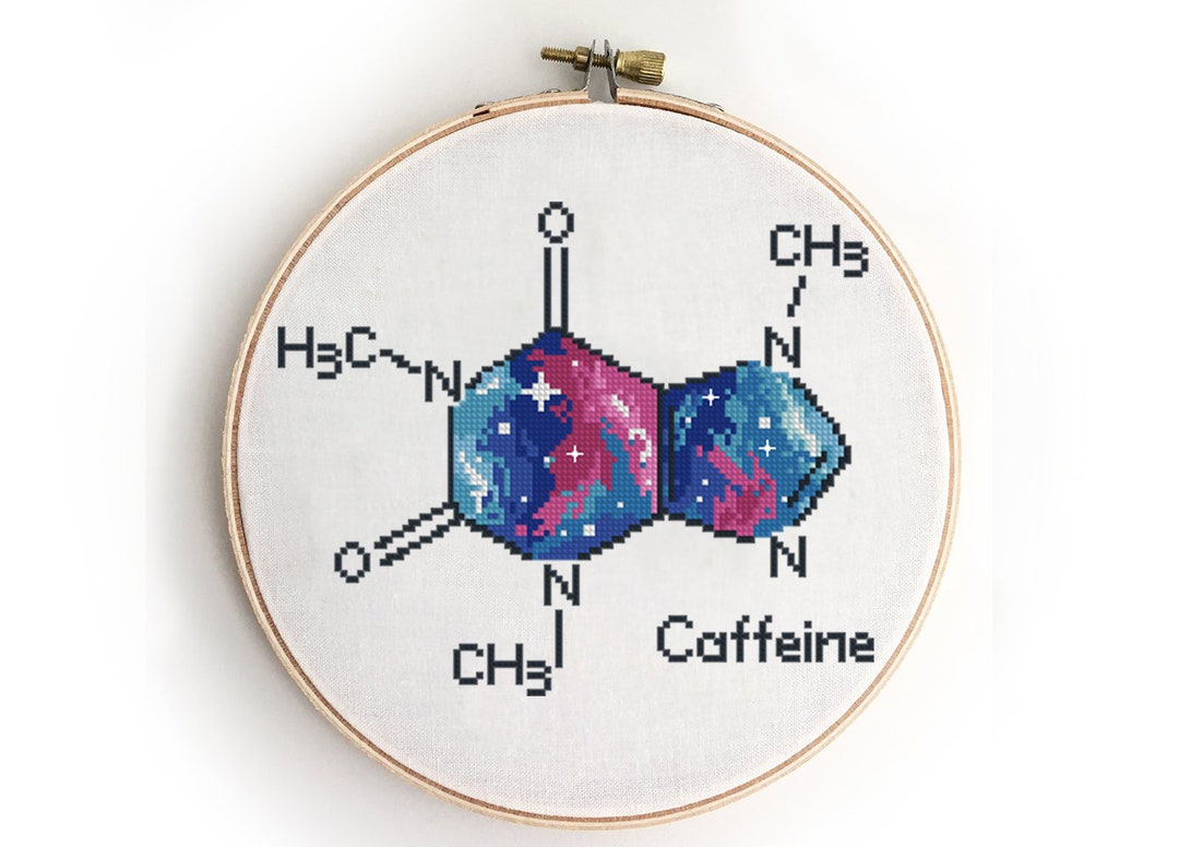Caffeine Molecule Cross Stitch Pattern: Modern Embroidery (PDF Download ...
