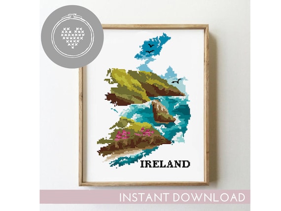 Ireland Cross Stitch Pattern Mountains Landscape Nature | Etsy