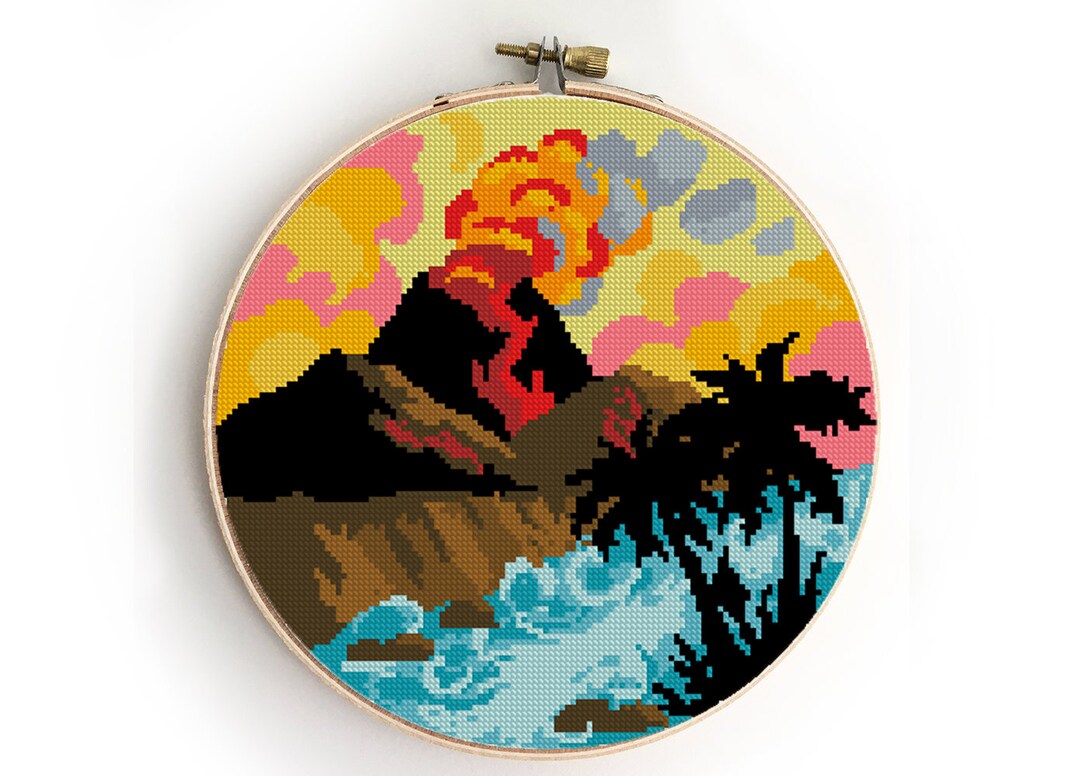 Hawaii Volcanoes National Park Cross Stitch: Landscape DIY (PDF Pattern ...