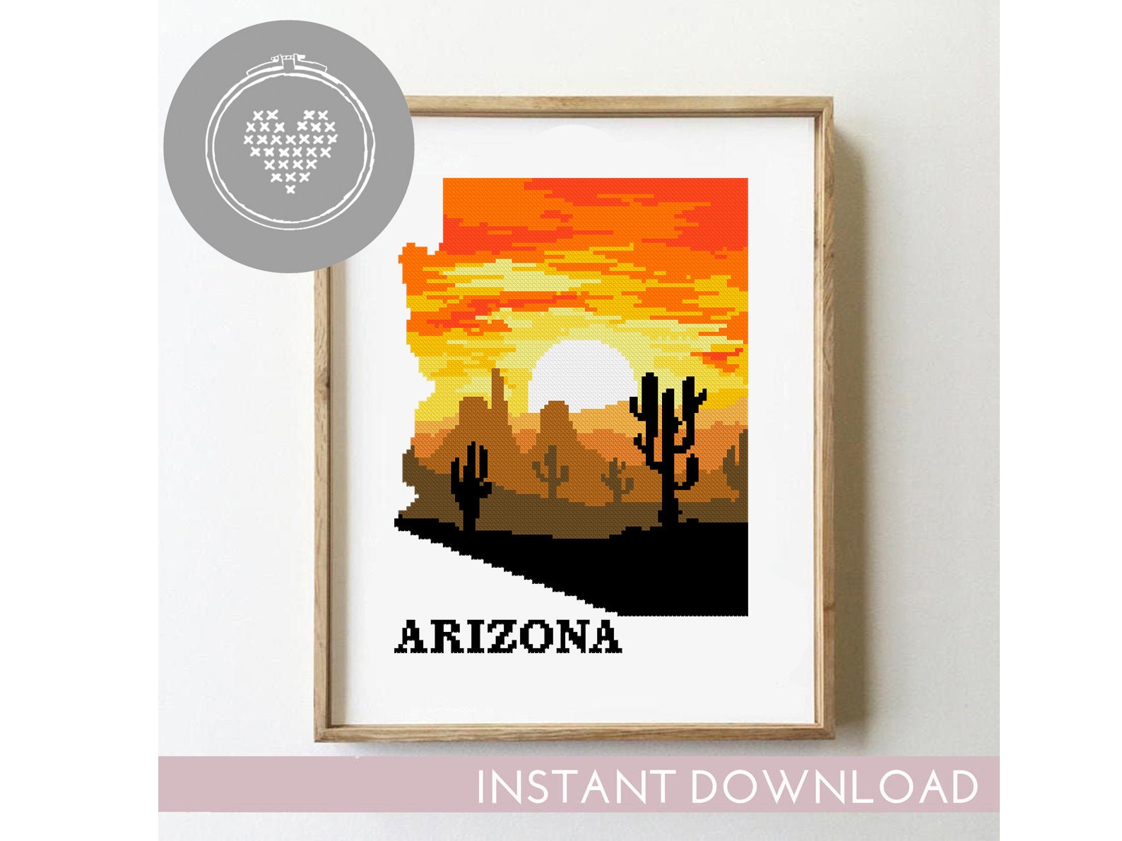 Arizona State Counted Cross Stitch Pattern Skyline Landscape - Etsy