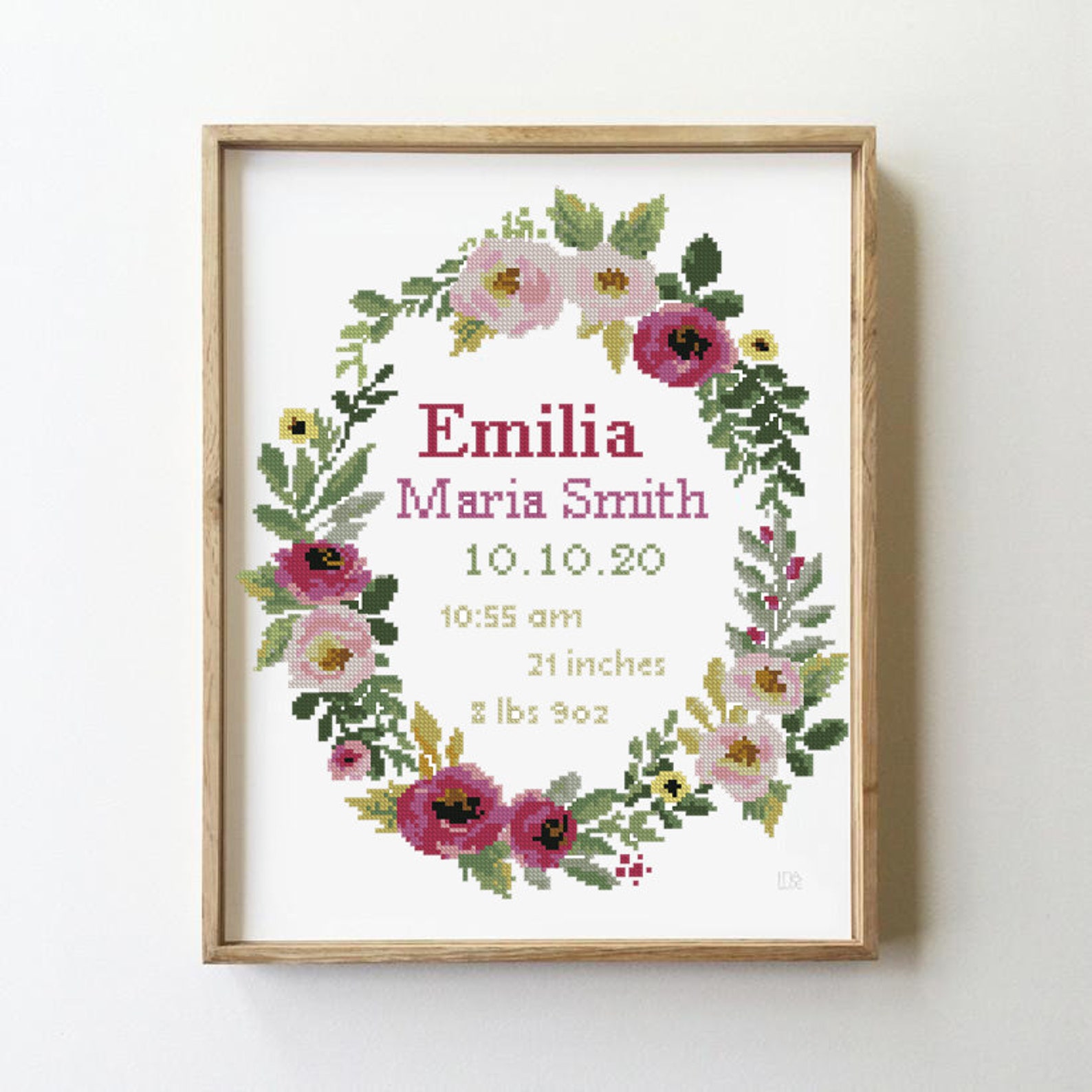 Set of 3 Nursery Cross Stitch Patterns Floral Wreath Flowers - Etsy