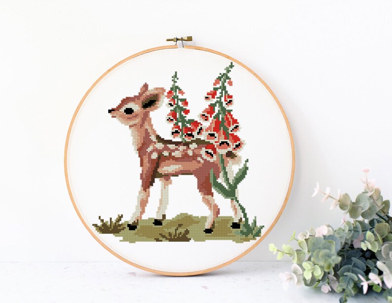 Deer Counted Cross Stitch Pattern Nursery Decor Forest Animal - Etsy
