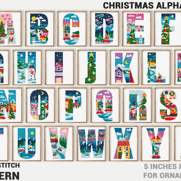Christmas Alphabet Cross Stitch Pattern - Etsy