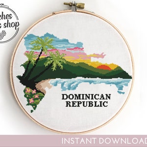 Dominican Republic Cross Stitch Pattern PDF | Sea & Landscape ...