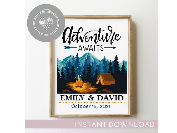 Wedding Cross Stitch Pattern Adventure Awaits Camping - Etsy
