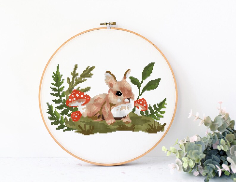 Bunny Counted Cross Stitch Pattern Nursery Decor Forest Animal | Etsy