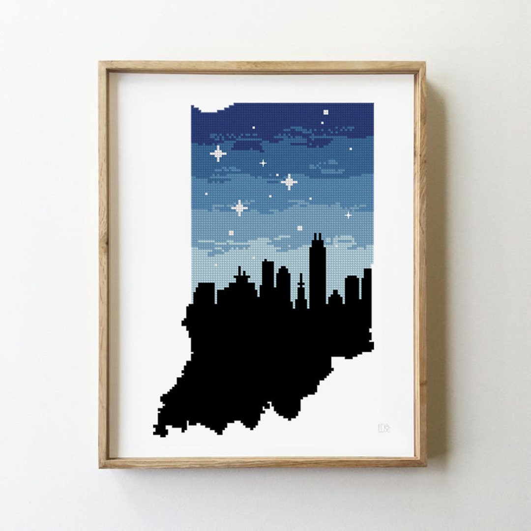 Indianapolis Cross Stitch Pattern | Indiana Silhouette Chart | City ...