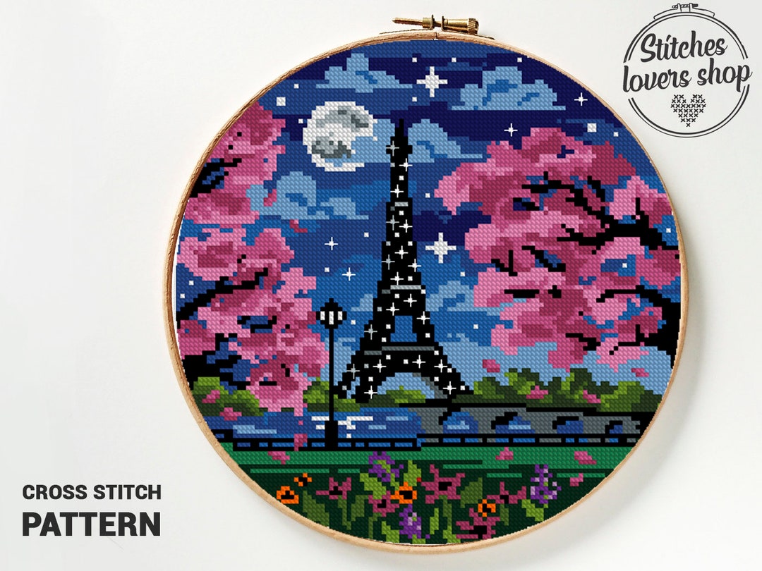 Paris Eiffel Tower Cross Stitch Pattern: Modern Cityscape (PDF) - Etsy