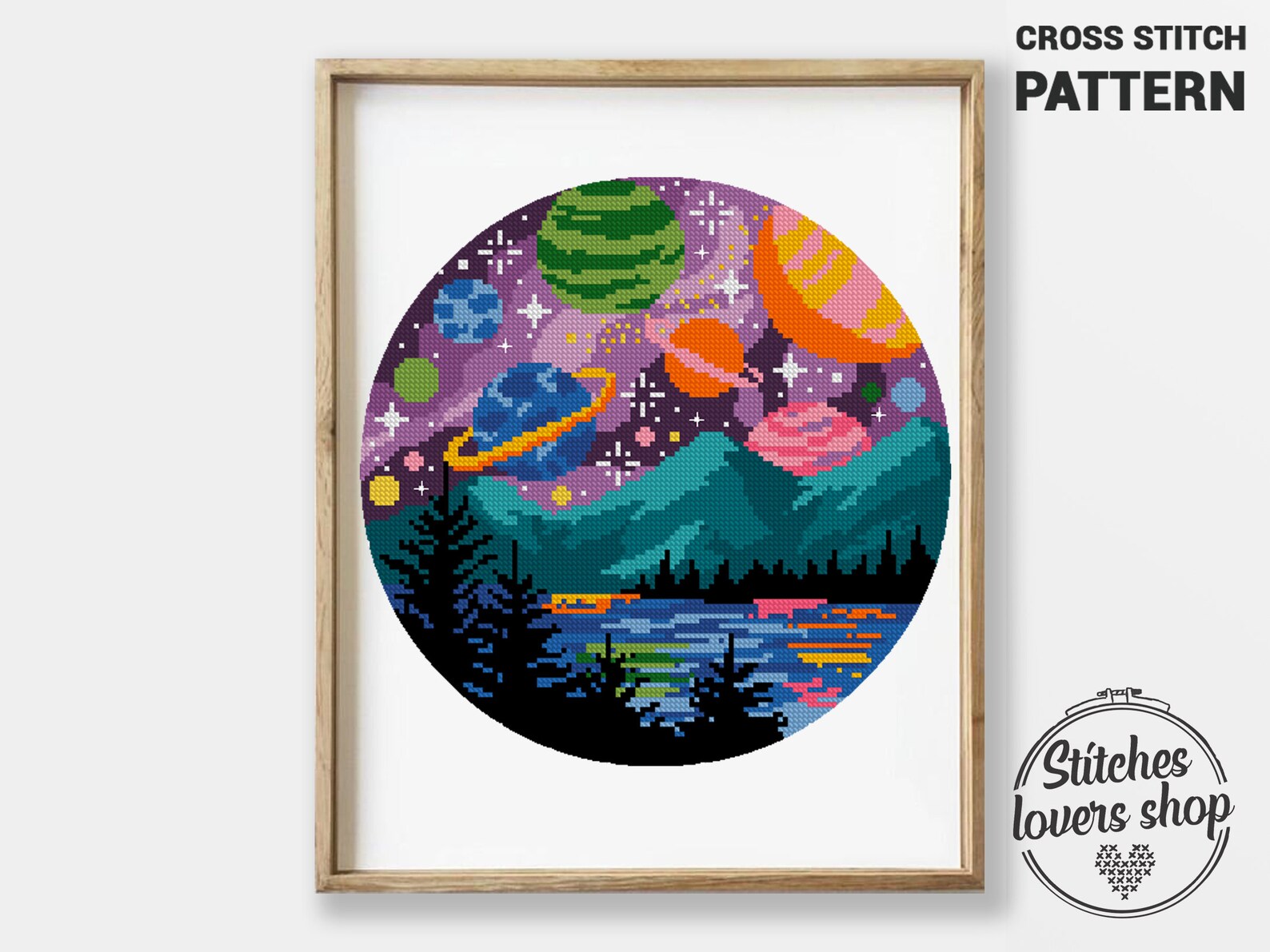 Planets Cross Stitch Pattern Chart Counted Modern Xstitch DIY | Etsy