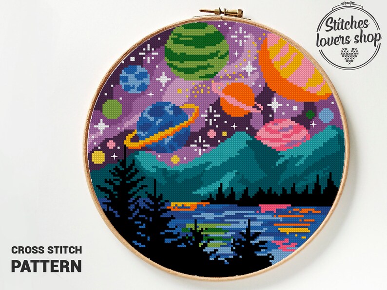 Planet Cross Stitch Pattern Set: Modern Space Embroidery (PDF) - Etsy