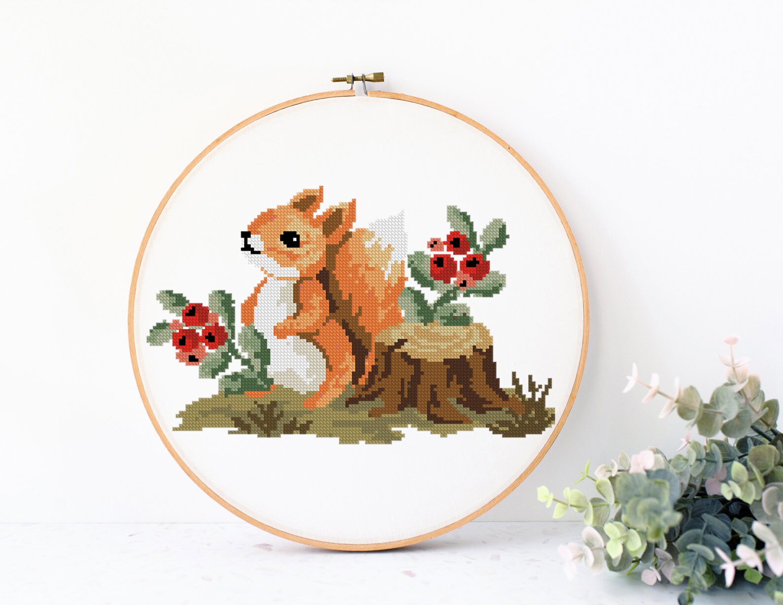 Squirrel Counted Cross Stitch Pattern Nursery Decor Forest - Etsy