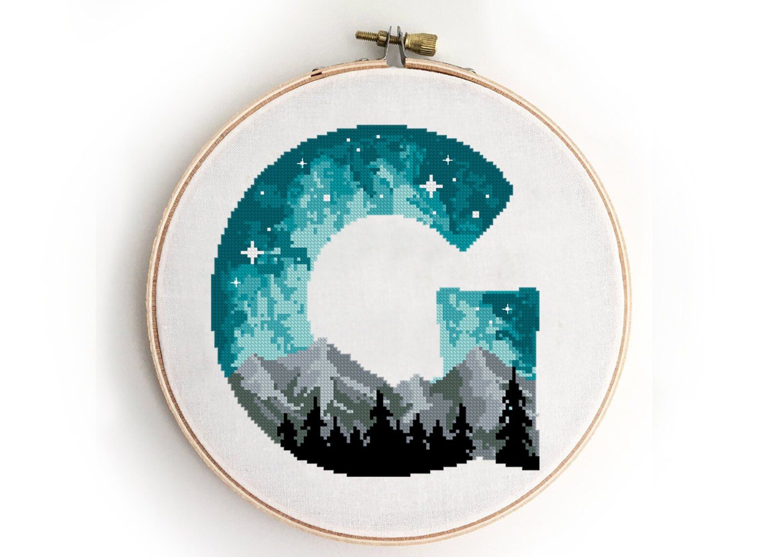 Letter G Counted Cross Stitch Pattern Monogram Night Sky | Etsy