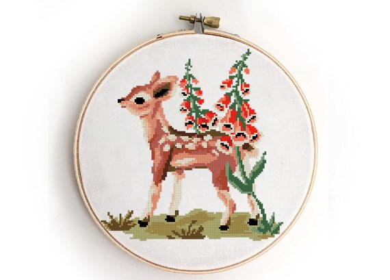 Deer Counted Cross Stitch Pattern Nursery Decor Forest Animal | Etsy