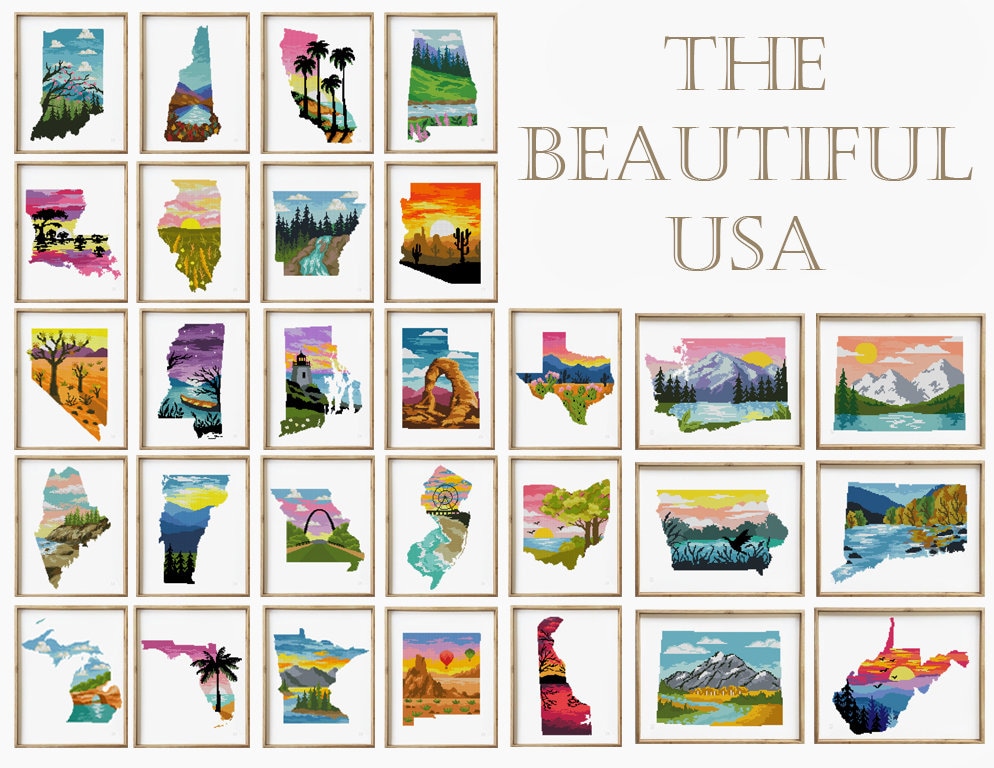 US states cross stitch Silhouette Texas cross stitch pattern Digital ...