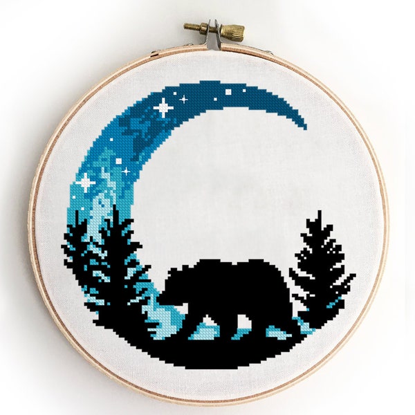 Moon Cross Stitch - Etsy