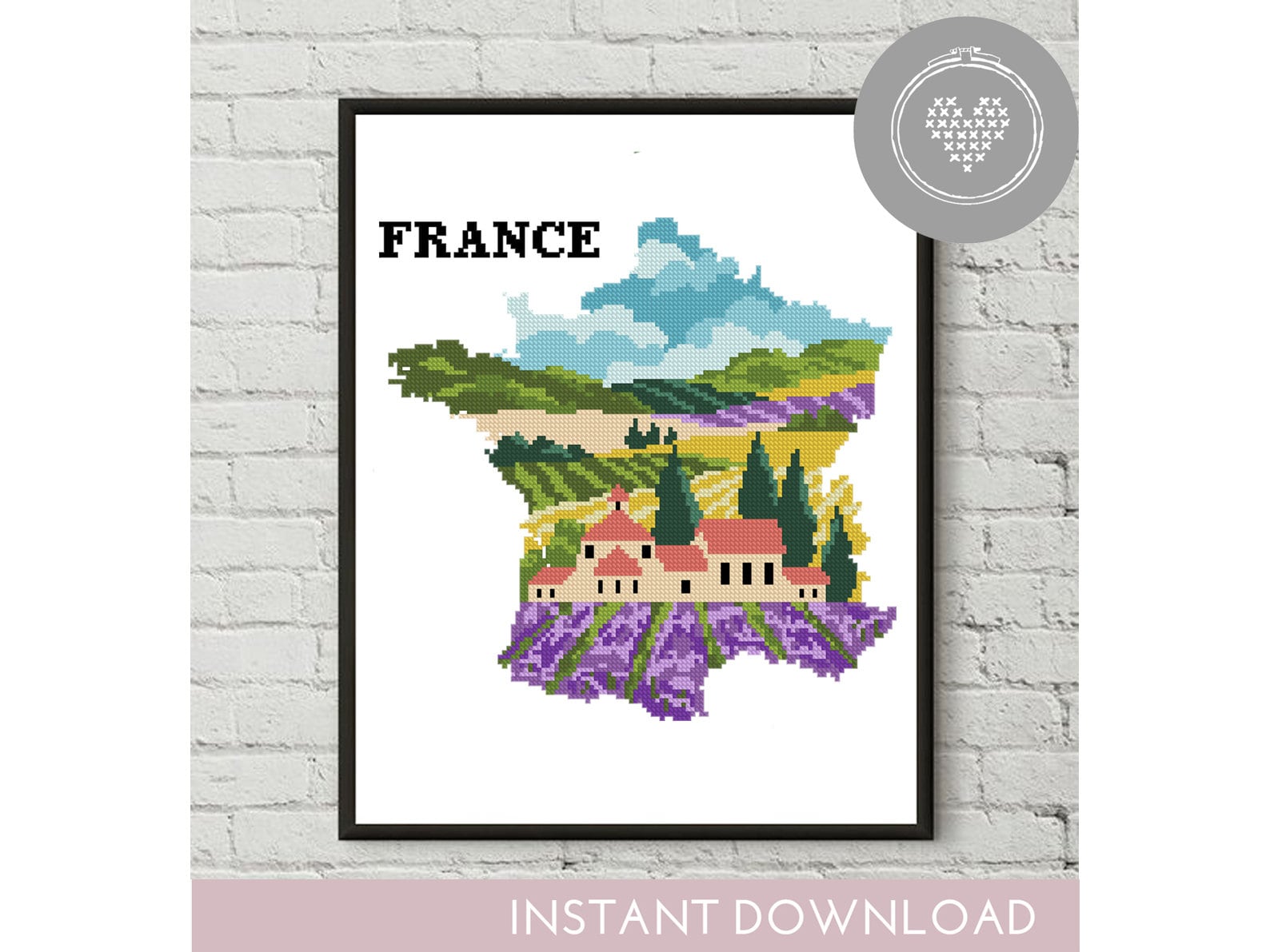 France Cross Stitch Pattern | Paris Landscape Silhouette | Nature DIY ...
