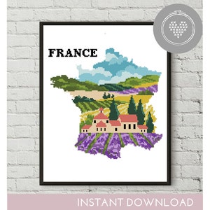 France Cross Stitch Pattern | Paris Landscape Silhouette | Nature DIY ...