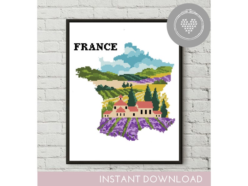 France Cross Stitch Pattern | Paris Landscape Silhouette | Nature DIY ...