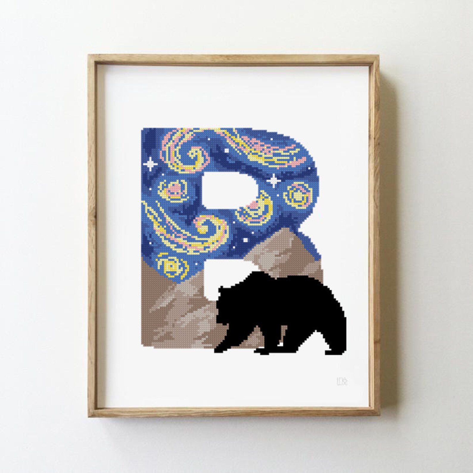 Letter B Counted Cross Stitch Pattern Monogram Night Sky - Etsy