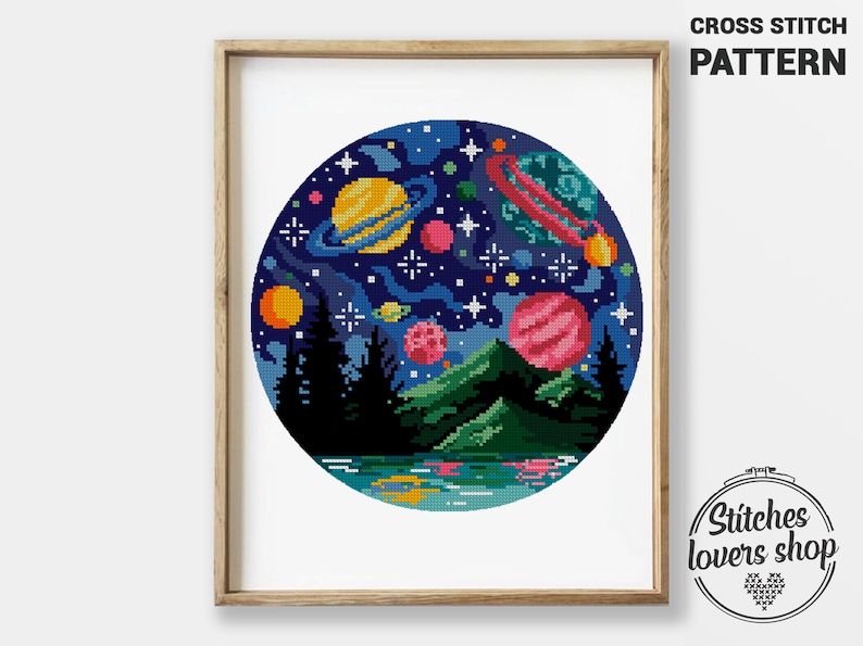 Planets Cross Stitch Pattern Chart Counted Modern Xstitch DIY - Etsy