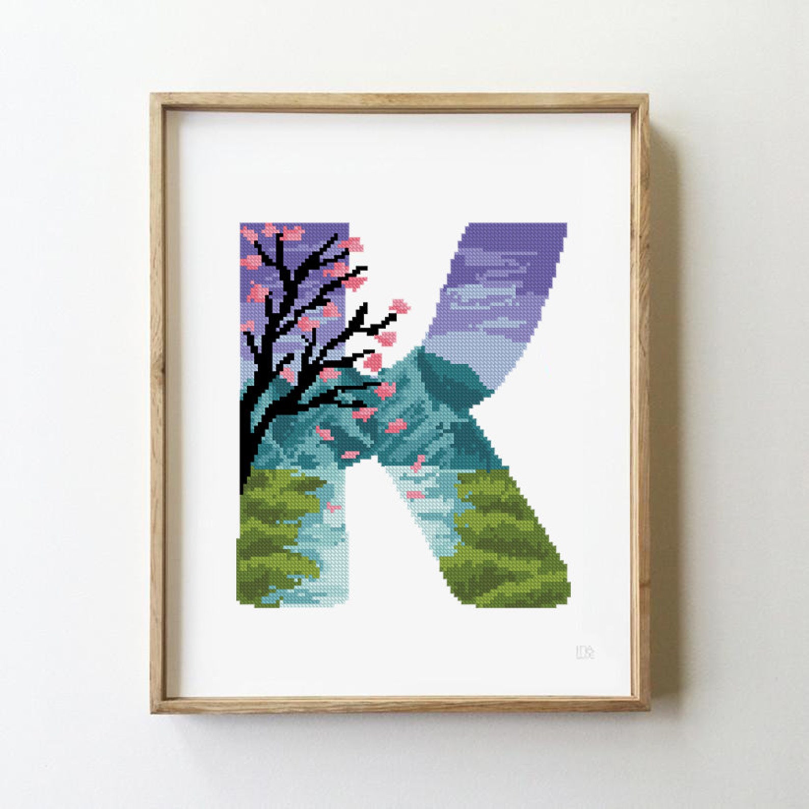 Letter K Counted Cross Stitch Pattern Monogram Night Sky - Etsy