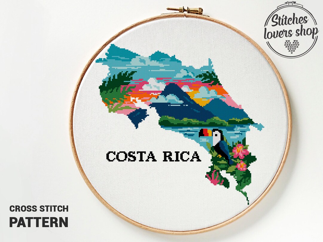 Costa Rica Cross Stitch Pattern PDF | Modern Travel Design | Easy DIY ...